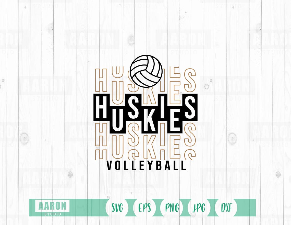 Huskies Stacked Volleyball SVG PNG DXF, Mascot Design - Etsy