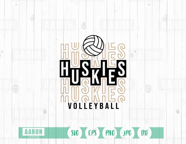 Huskies Stacked Volleyball SVG PNG DXF, Mascot Design - Etsy