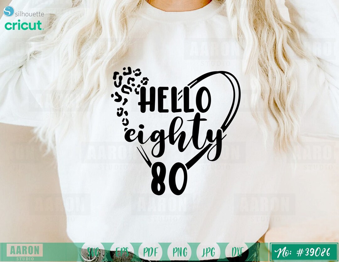 Hello Eighty Svg, Birthday Svg, Leopard Cheetah Print, Svg, Birthday ...