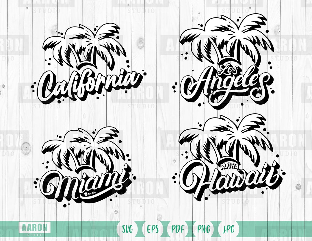 Summer Cities Bundle Set , California, Hawaii, Miami, Los Angeles ...