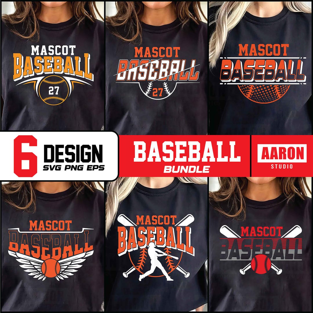Editable Baseball Mascot SVG Bundle 6 Designs PNG Cricut T Shirt Cut ...