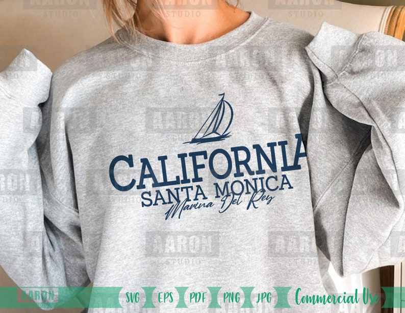 California Svg California Santa Monica Svg File Sailboat - Etsy