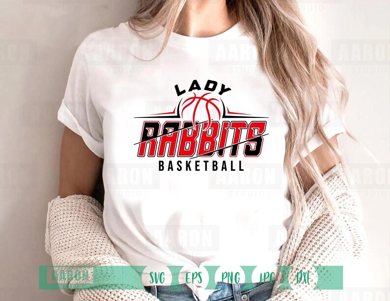 Lady Rabbits Basketball Mascot SVG, PNG, DXF (digital Download) - Etsy