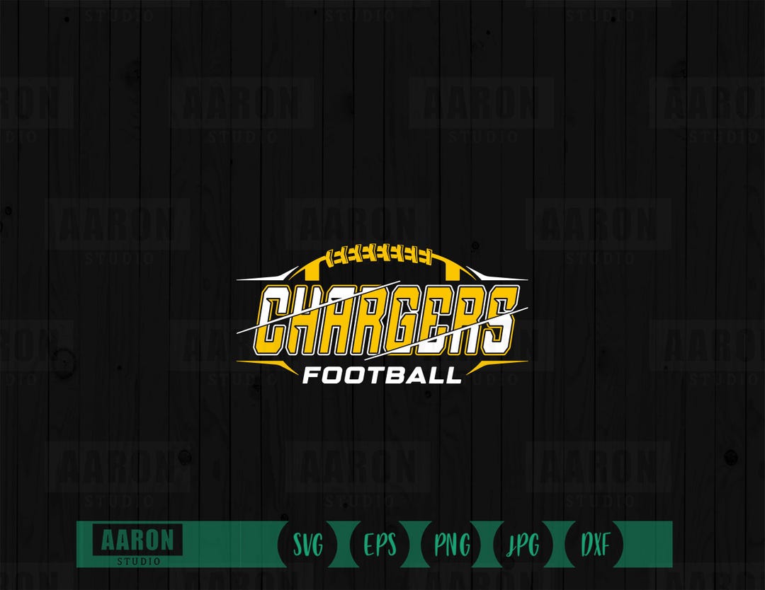 Charger Football SVG PNG Bold Layered Logo Slash Style Design - Etsy