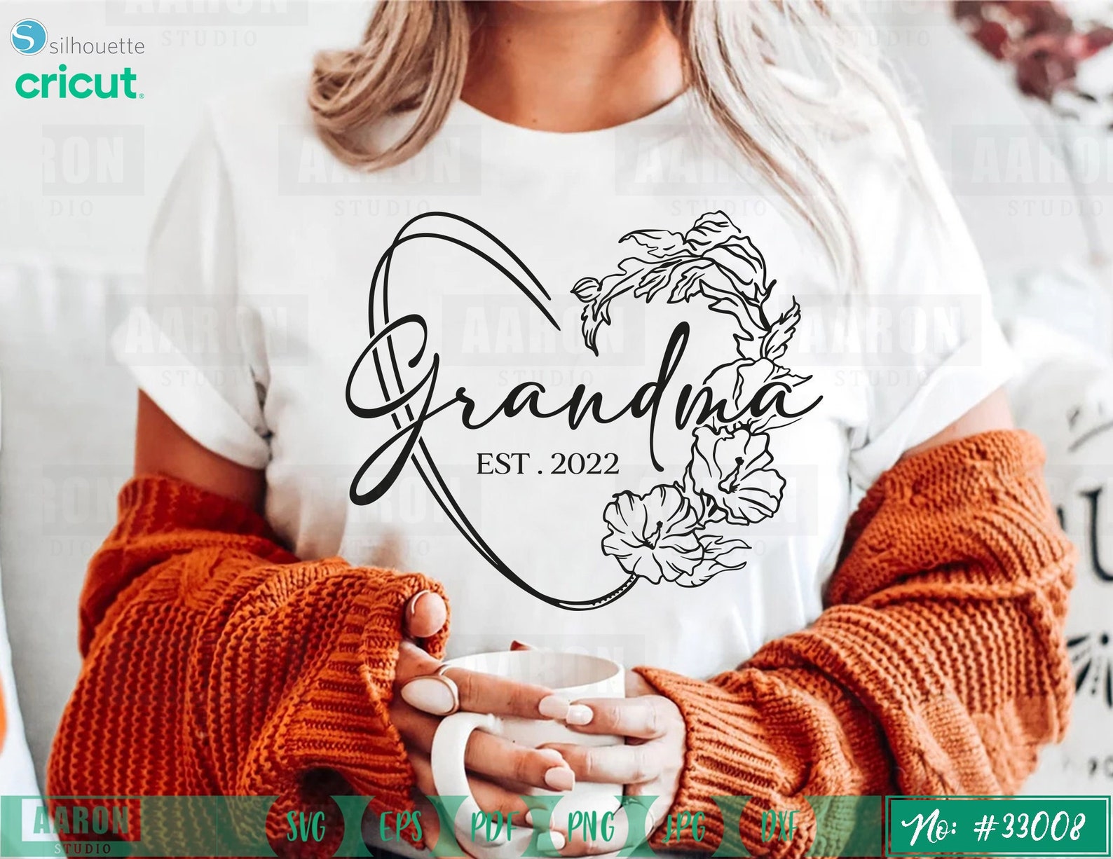 Grandma Svg Grandma Heart Flowers Dxf Png Eps Pdf Love | Etsy