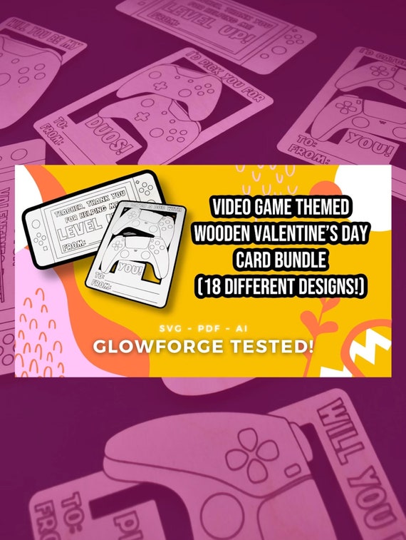 Video Game Themed Valentines Day Card Paint Kit set of 18 | Etsy