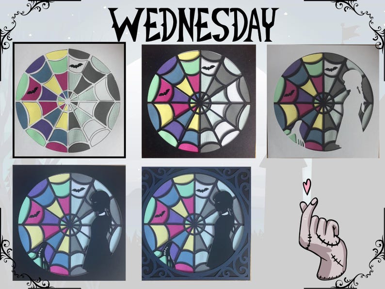 Wednesday Addams and the Thing in Front of the Stained Glass Window in ...