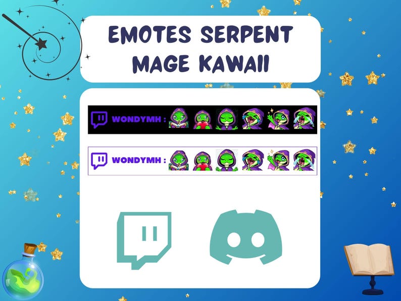 Serpent Mage Emoji Pack - Twitch and Discord - Kawaii Fantasy Style ...