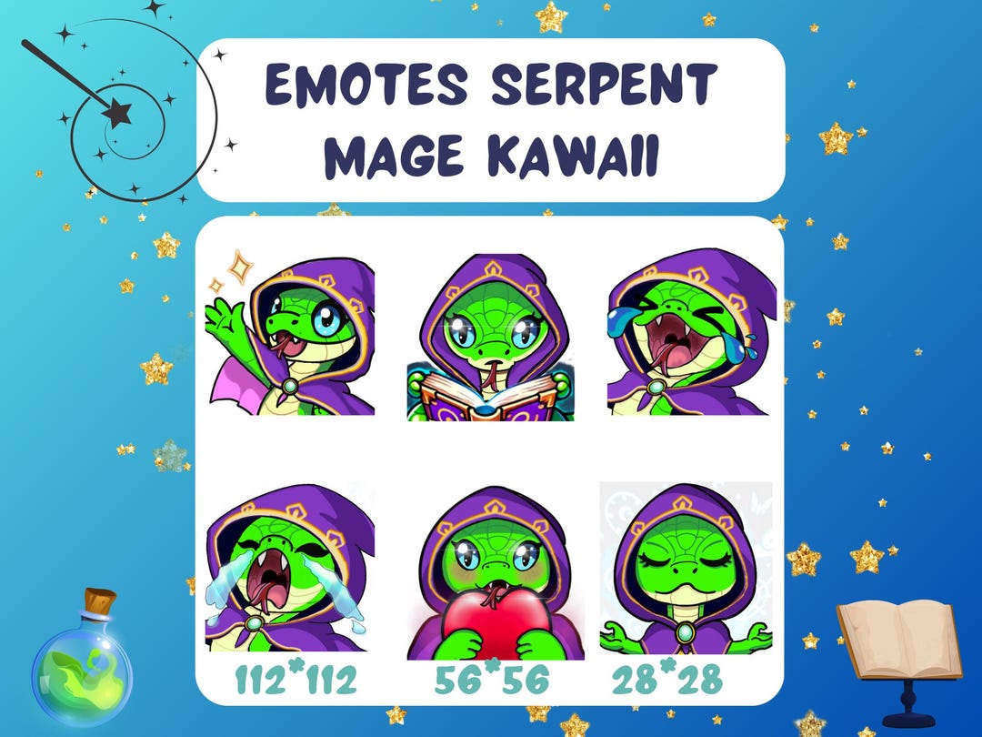 Serpent Mage Emoji Pack - Twitch and Discord - Kawaii Fantasy Style ...