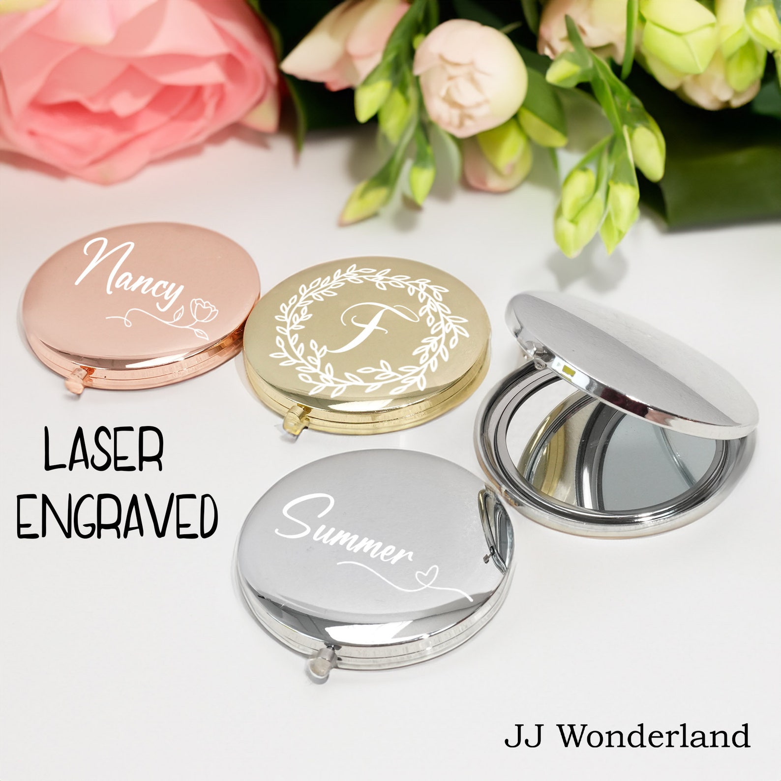 Personalized Engraved Compact Mirror, Custom Pocket Mirror, Engraved ...