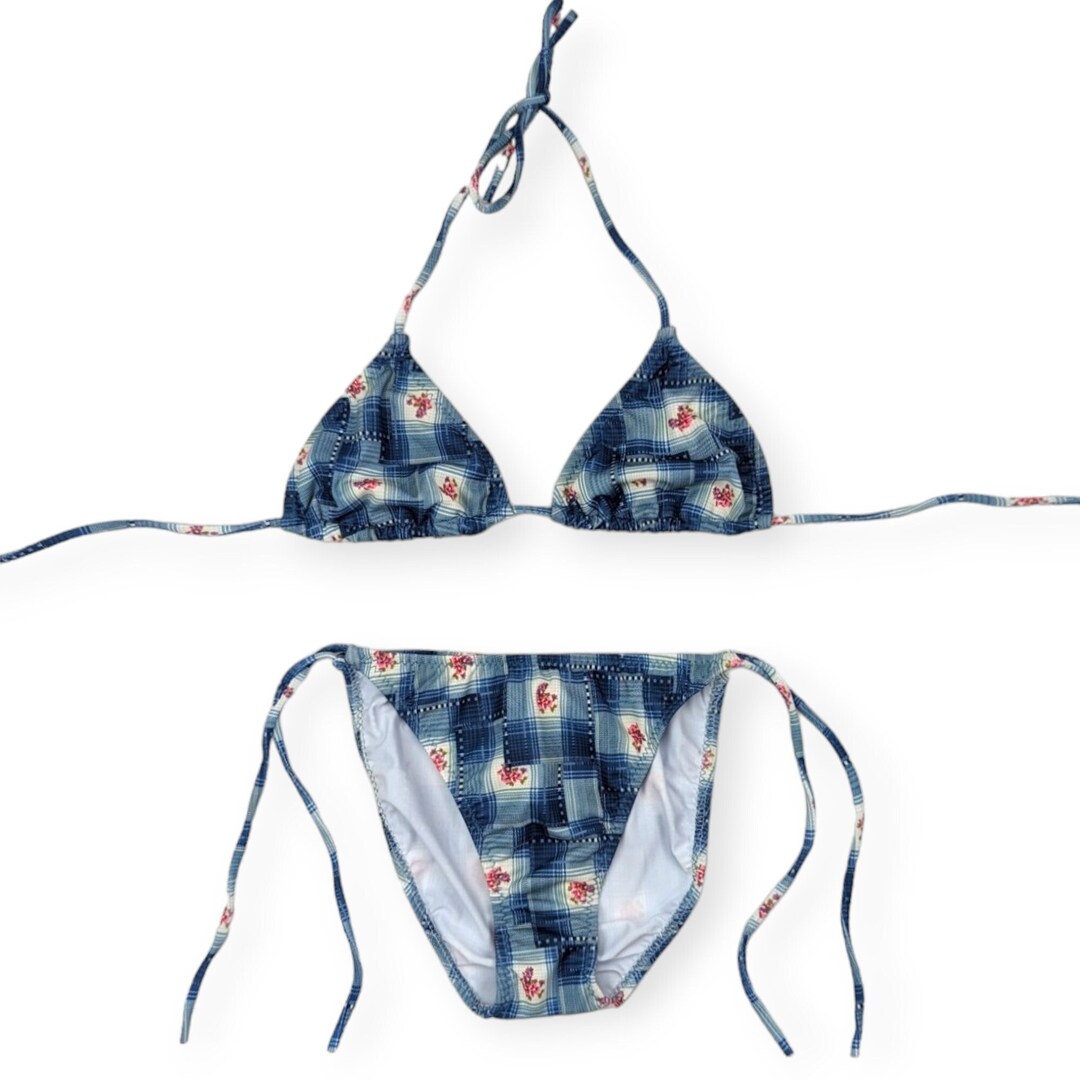 Y2K Deadstock Australian Made Patchwork Triangle String Bikini Two ...