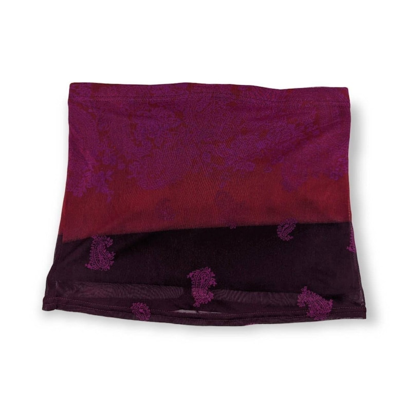 Y2K Boho Micro Mesh Paisley Strapless Gradient Maroon Tube Top - Etsy