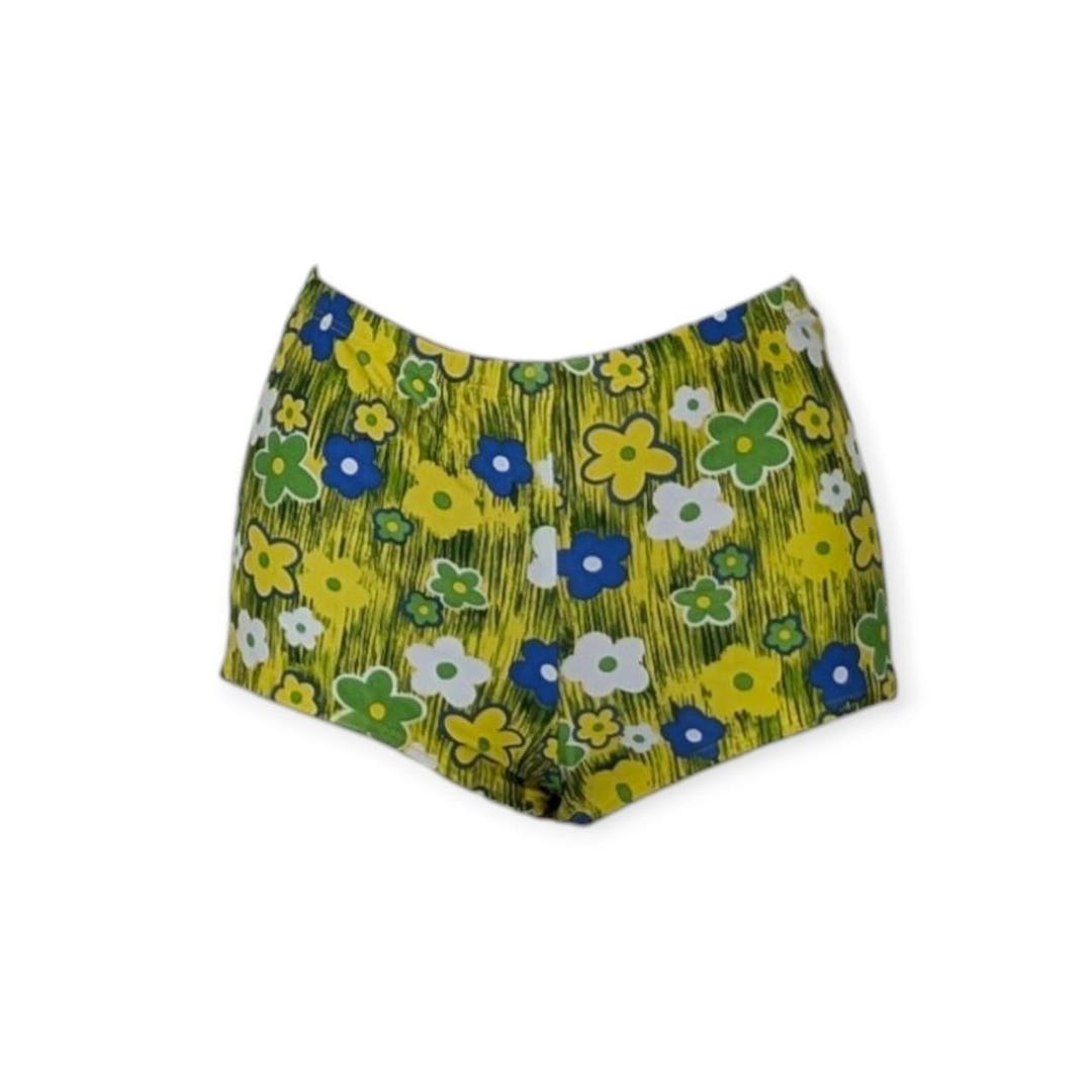 Y2K Australian Made Groovy Daisy Mini Shorts. Swim Fabric - Festival - Green Hot Pants - Etsy