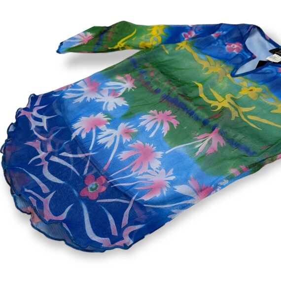 Y2K tropical mesh half sleeve top - 2000s Deadstock w… - Gem