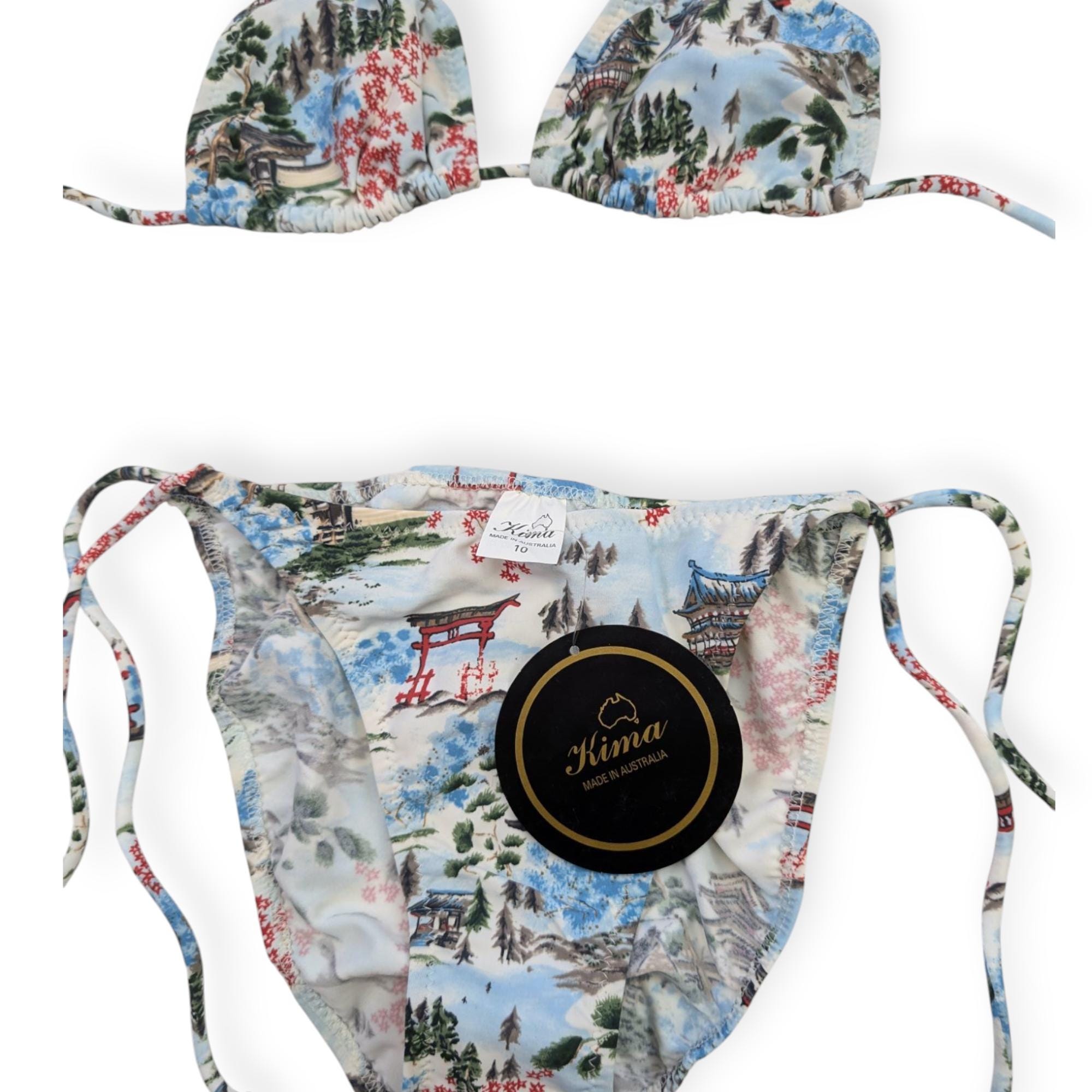 Y2K Deadstock Australian Made. Winter Japanese Temple Print Triangle ...