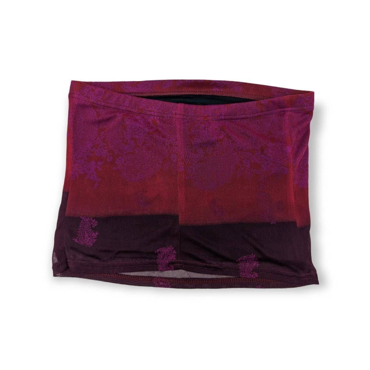 Y2K Boho Micro Mesh Paisley Strapless Gradient Maroon Tube Top - Etsy