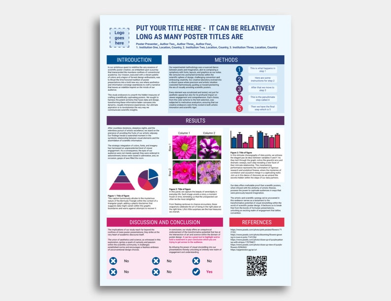 Scientific Poster Template Google Slides DIGITAL Cool Tones Pink & Blue ...