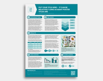 Scientific Poster Template for Powerpoint or Google Slides DIGITAL Indigo Blue Purple for ...