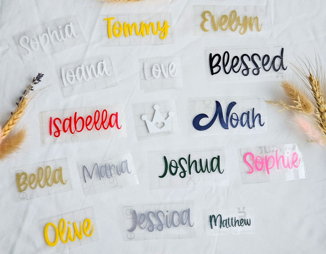 Personalized Iron on Vinyl Name Decal, Custom Fabric HTV Sticker - Etsy UK