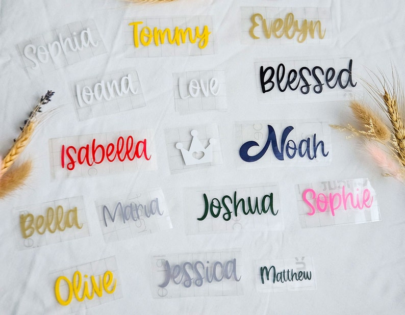 Personalized Iron on Vinyl Name Decal, Custom Fabric HTV Sticker - Etsy UK