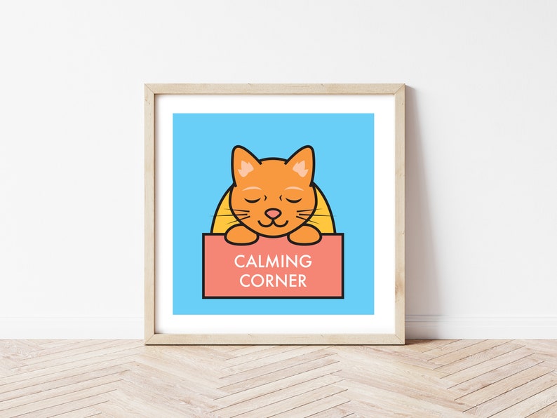 Calming Corner Cat Poster - Etsy