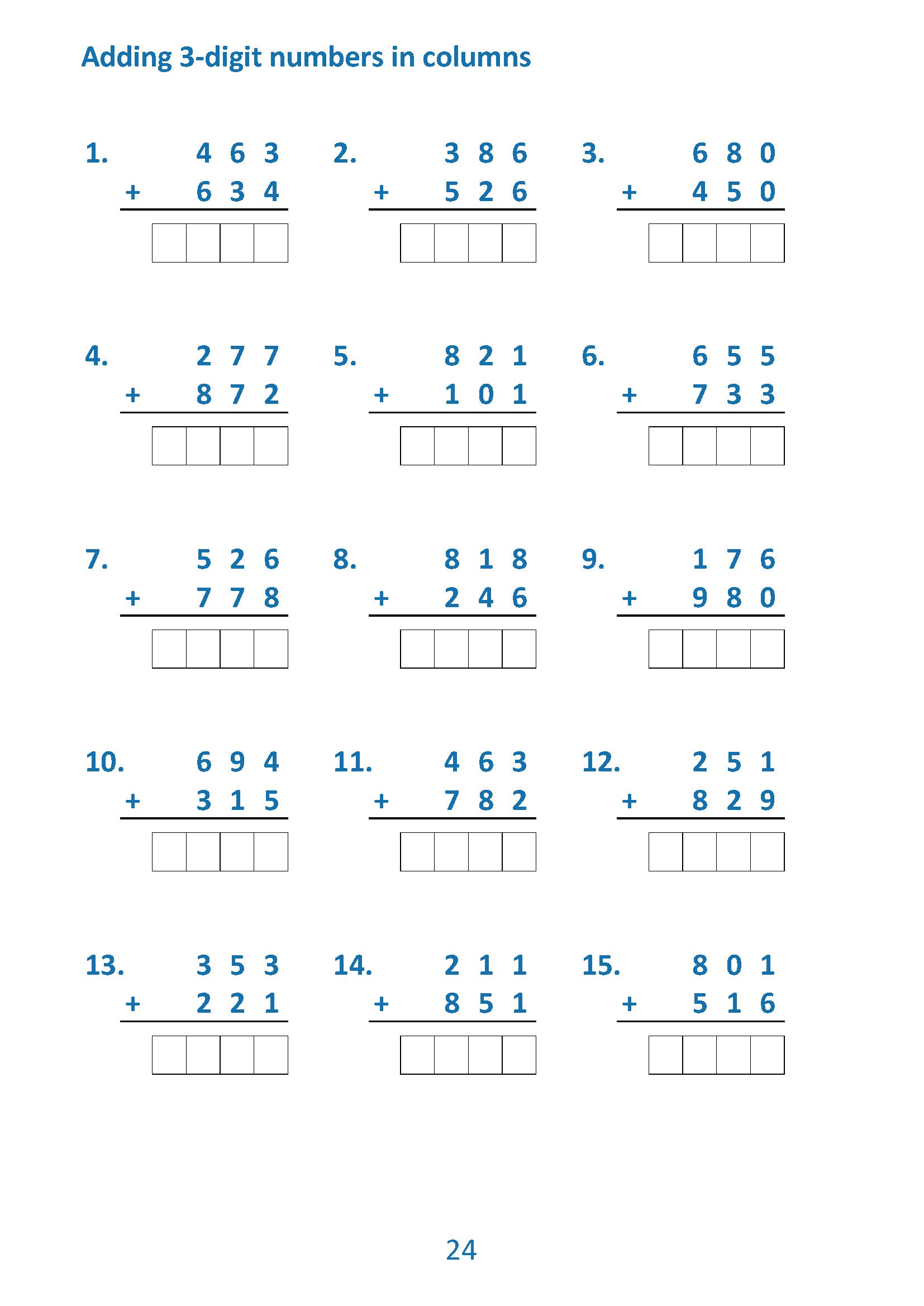 Sum Skill: Adding 3-digit Numbers in Columns, With Answer, 40 Pages - Etsy Sum Skill: Adding 3-digit Numbers in Columns, With Answer, 40 Pages - Etsy