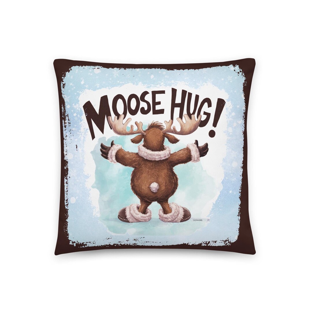 Funny Moose Hug Cozy Pillow Gift for Animal Lovers Huggable Home Decor ...