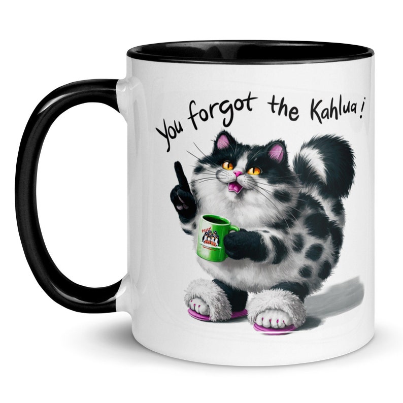 Funny Cat Kahlua Mug Cute Chubby Cat Drinking Coffee Unique Cat Lover ...