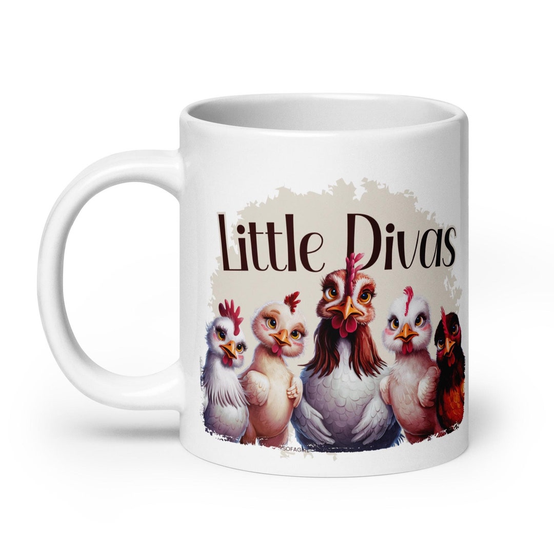 Funny Cute Chickens Mug "little Divas" - Farmhouse Animal Lover Gift ...
