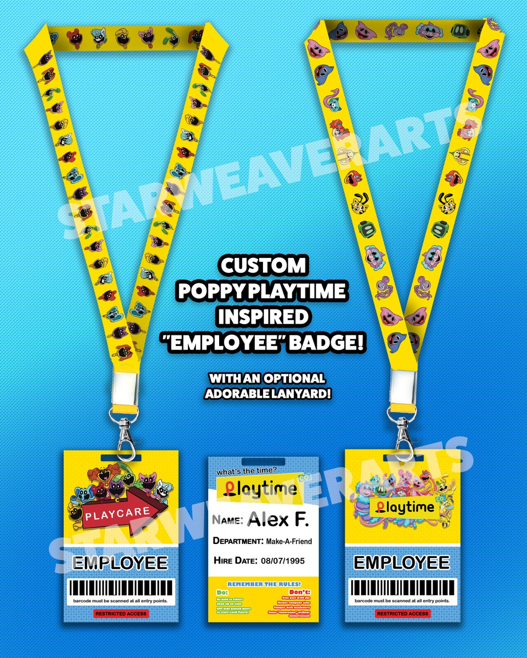 Playtime Co./playcare Employee Badge With Lanyard Poppy Playtime Huggy ...