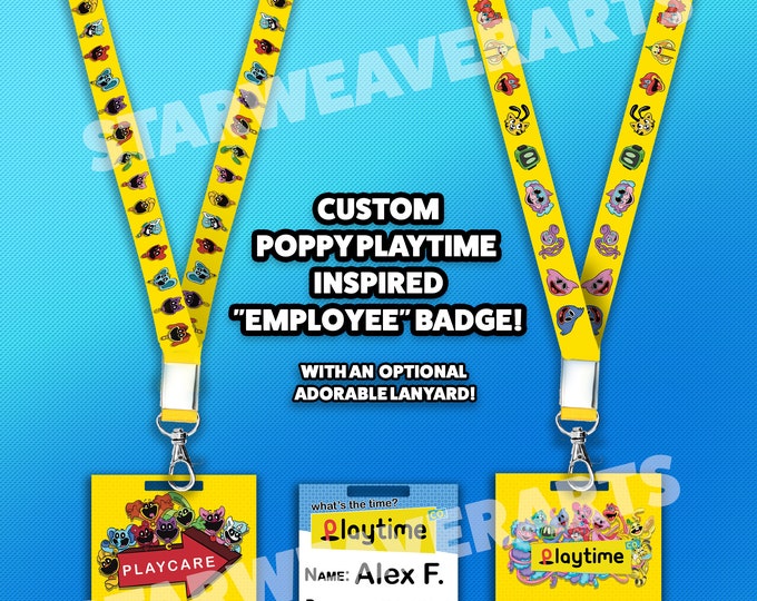 Badge d'employé Playtime Co./Playcare avec cordon Poppy récréation ...