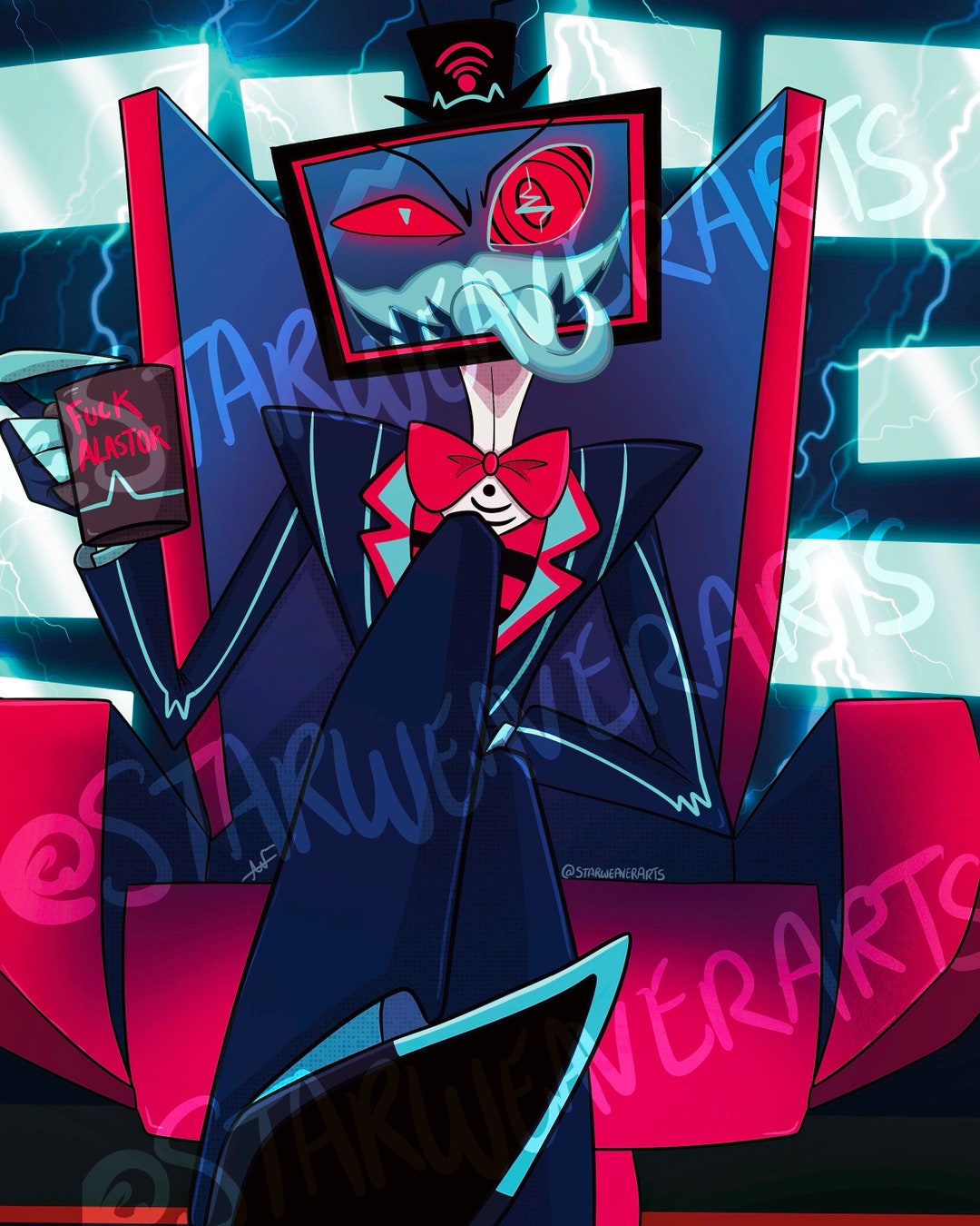 Art Print, Vox the TV Demon, the Vees, Hazbin Hotel - Etsy