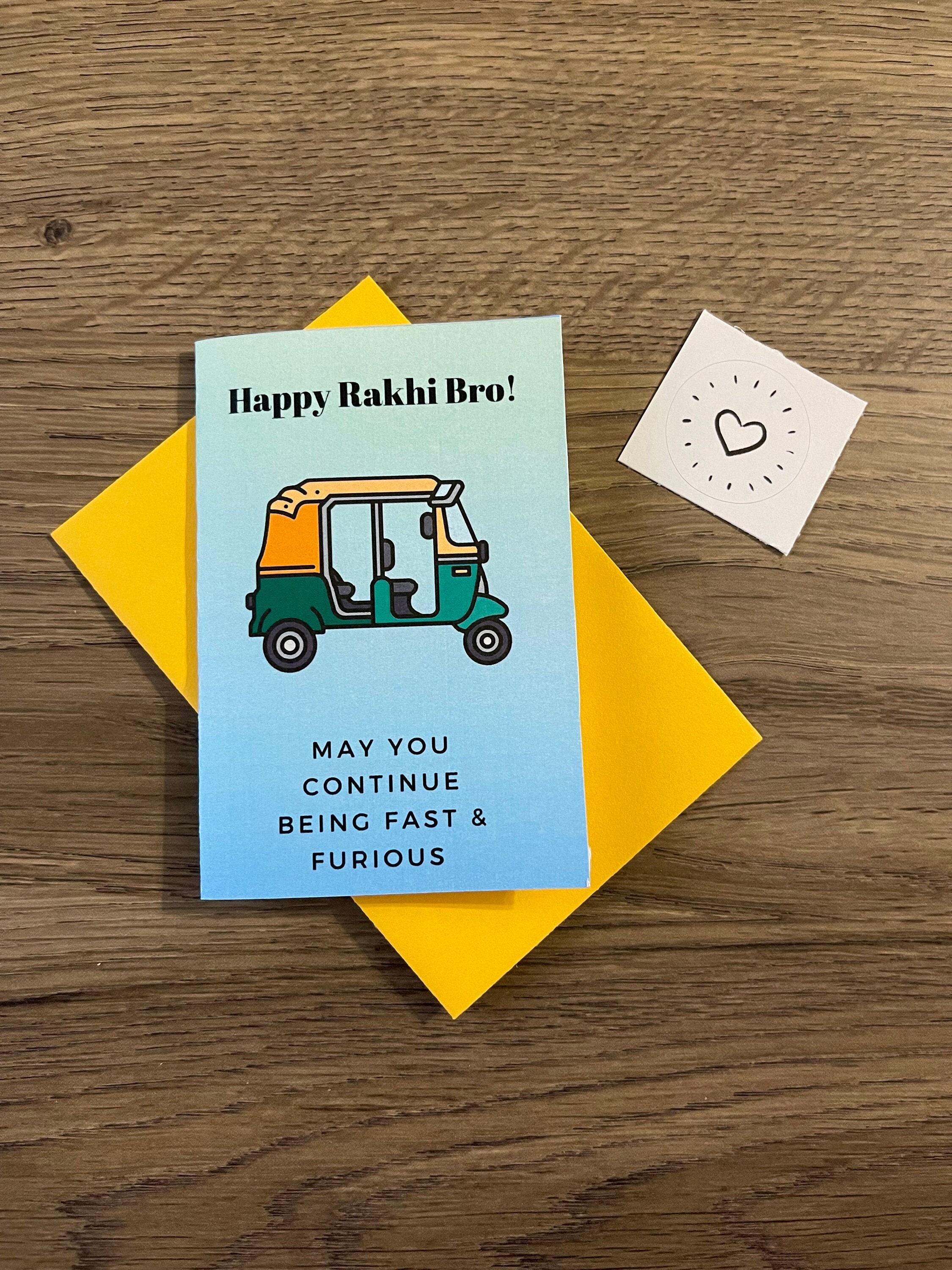 Mini Rickshaw Raksha Bhandan Card for Brother | 2.5" X 3.5" Card Size ...