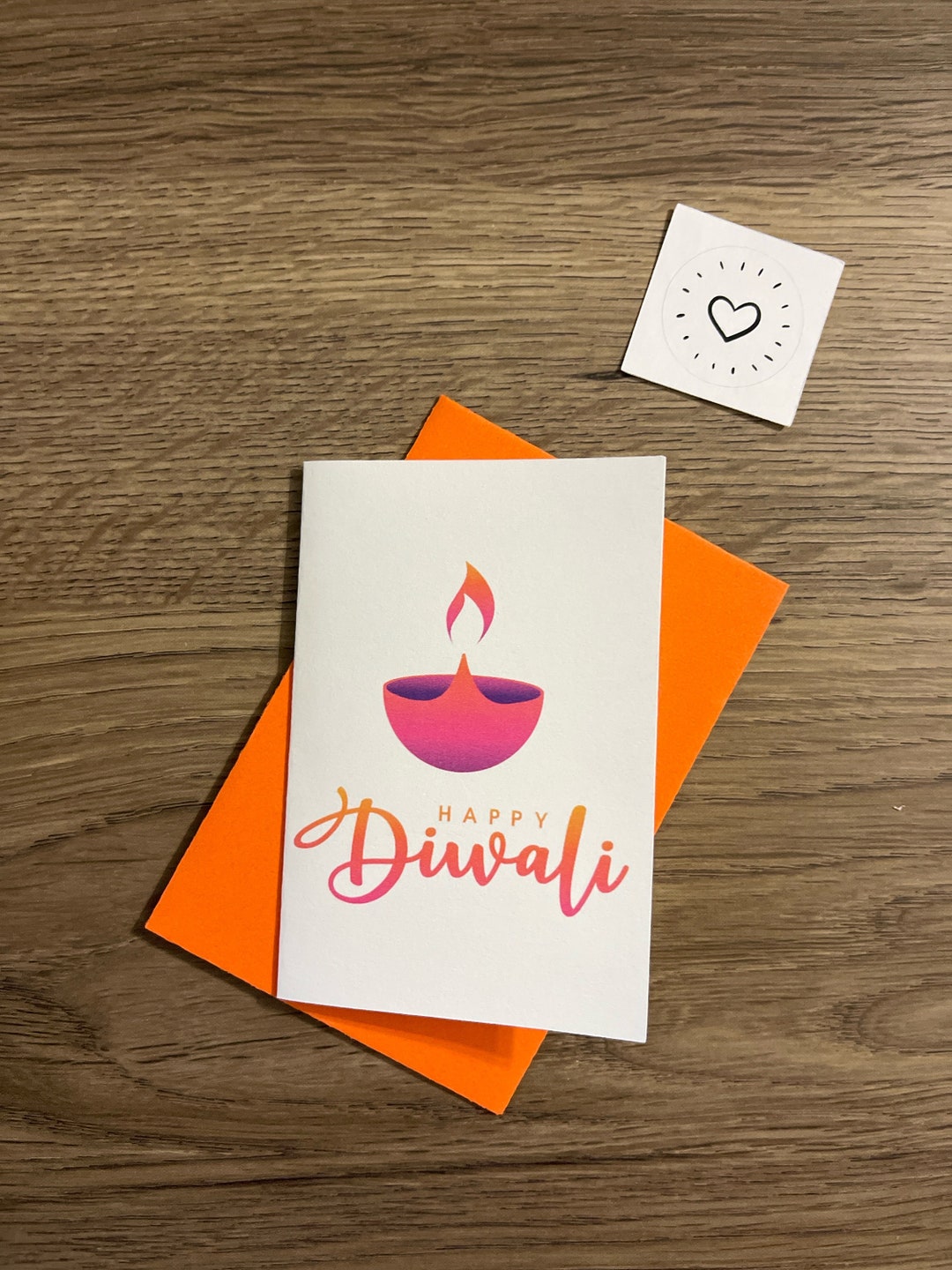 Mini Diwali Orange Ombre Card | 2.5" X 3.5" Card Size | Set of Card and ...