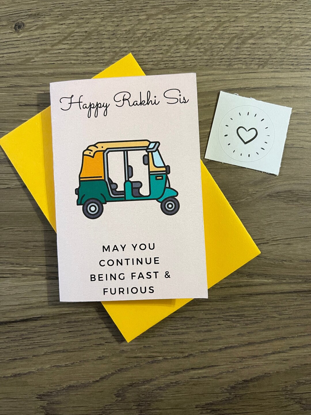 Mini Rickshaw Raksha Bhandan Card for Sister| 2.5" X 3.5" Card Size ...