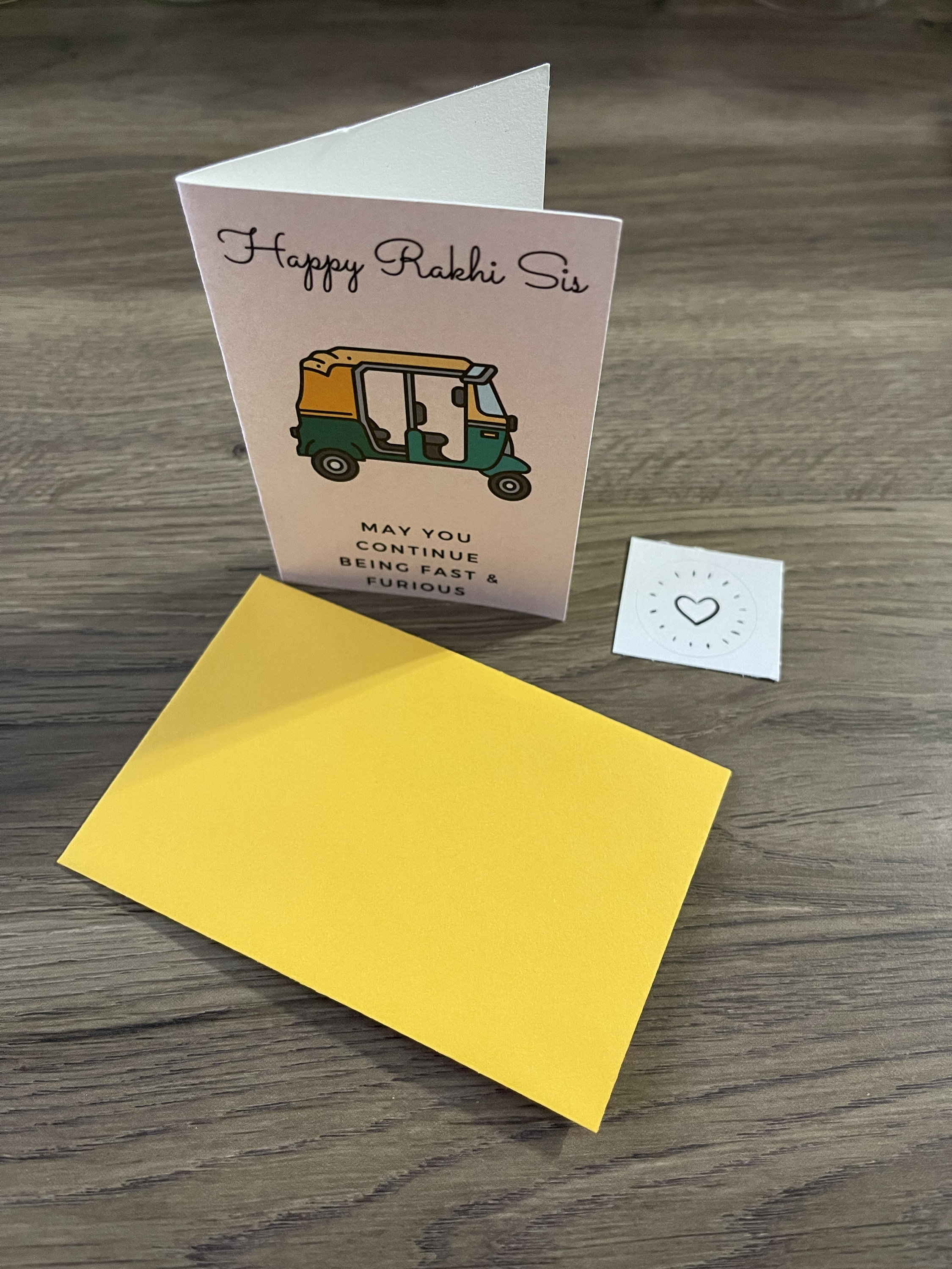 Mini Rickshaw Raksha Bhandan Card for Sister 2.5 X 3.5 Card Size Set of ...