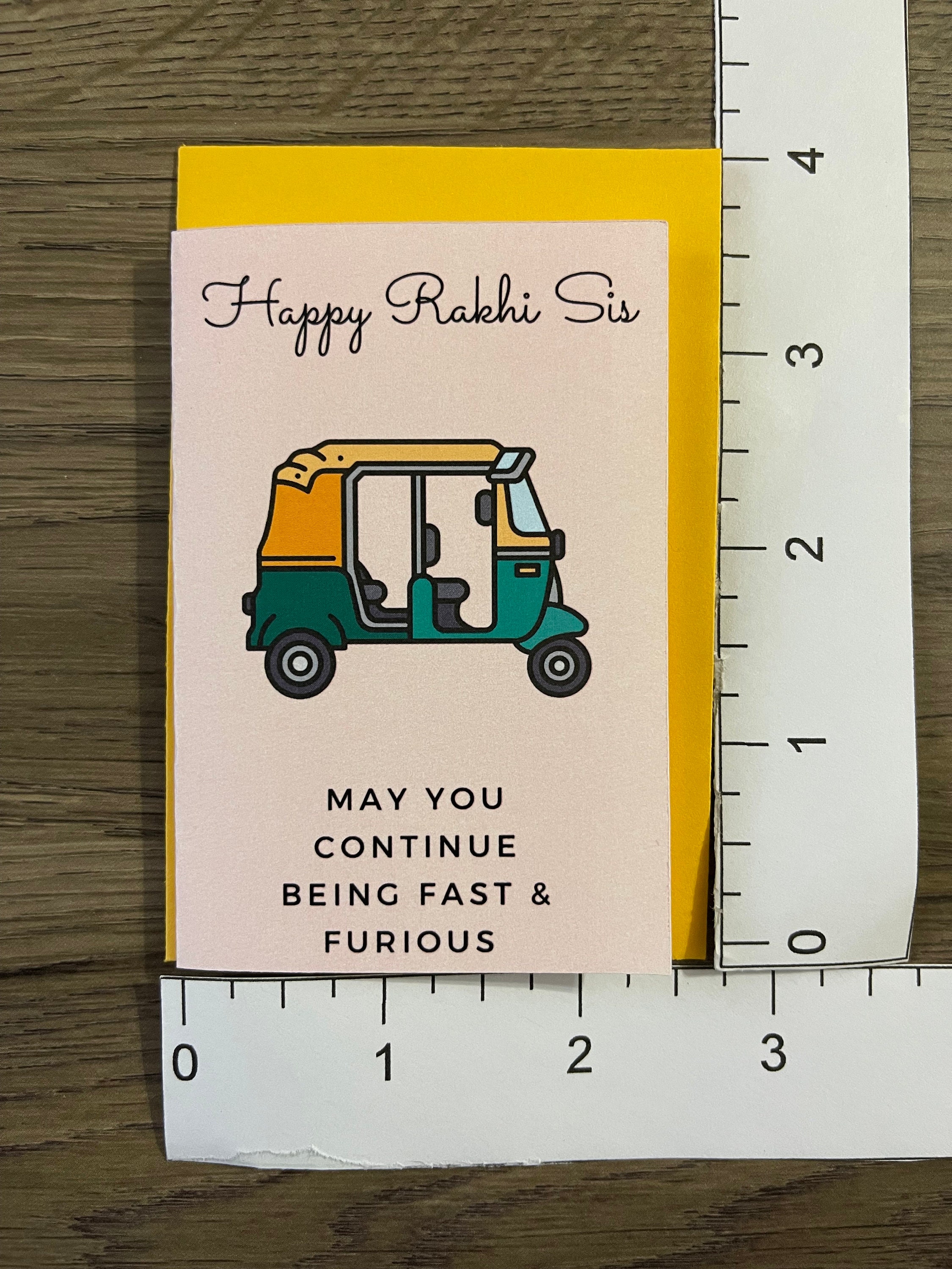 Mini Rickshaw Raksha Bhandan Card for Sister 2.5 X 3.5 Card Size Set of ...