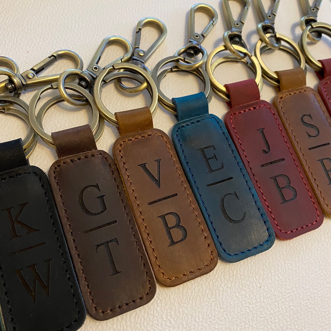 Personalized Leather Keychain Customized Leather Keychain Genuine ...