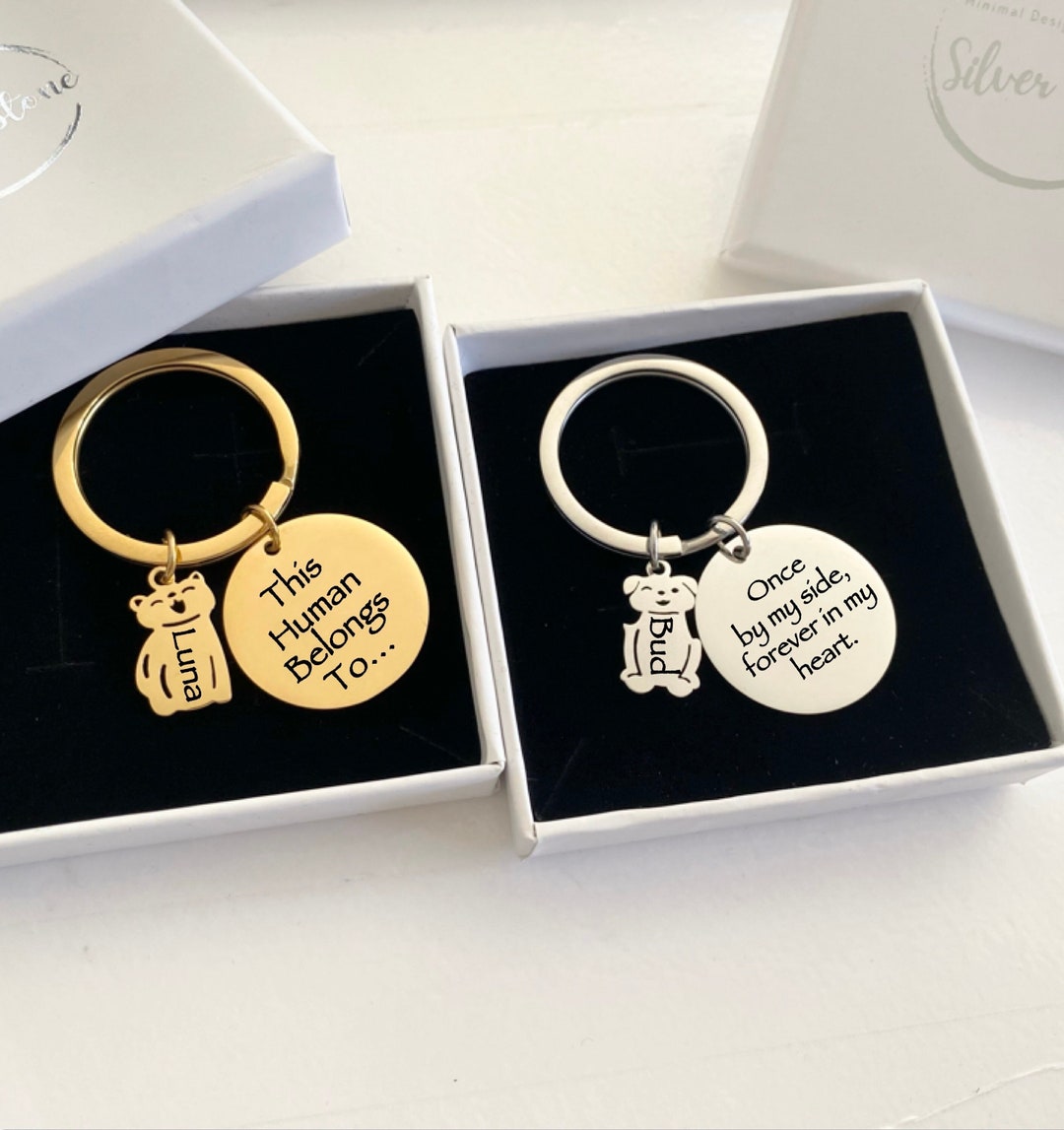 This Human Belongs to Personalized Pet Owner Keychain Pet Keychain Pet ...