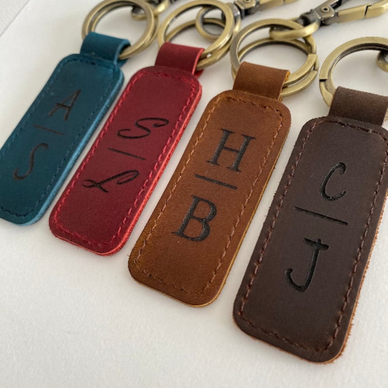 Personalized Leather Keychain Customized Leather Keychain Genuine ...