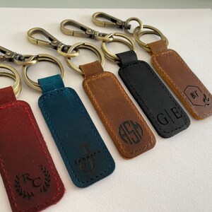Personalized Monogram Leather Keychain Customized Leather Keychain ...
