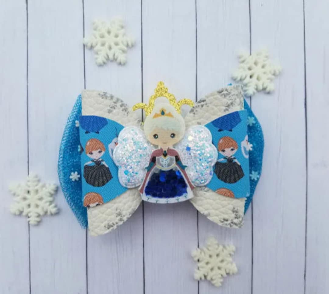 Frozen Elsa Shaker Hair Bow, Disney Bow, Glitter, Tulle, Clip, Headband ...