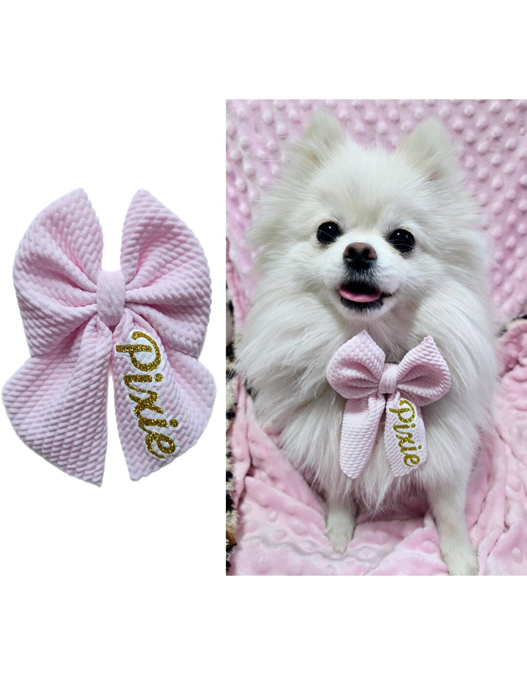 Light Pink Dog Bow: Personalized Name Sailor Bow - Etsy