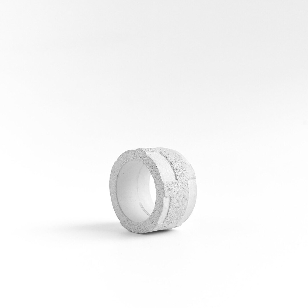 Lightweight Concrete Brutalist Band Ring, Geometric Modern Ring, Simple ...