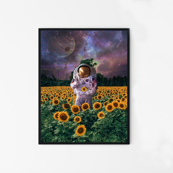 Sunflower Space Art Space Poster Digital Space Art Space | Etsy