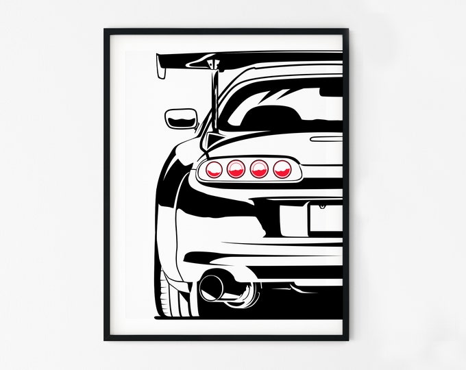Toyota Supra MK4 Poster Print, JDM Car Art, Wall Art, Car Art, Sports ...