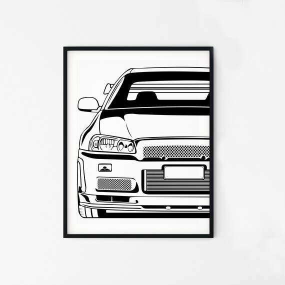 Nissan Skyline R34 Poster JDM Car Art Car Illustration Car | Etsy