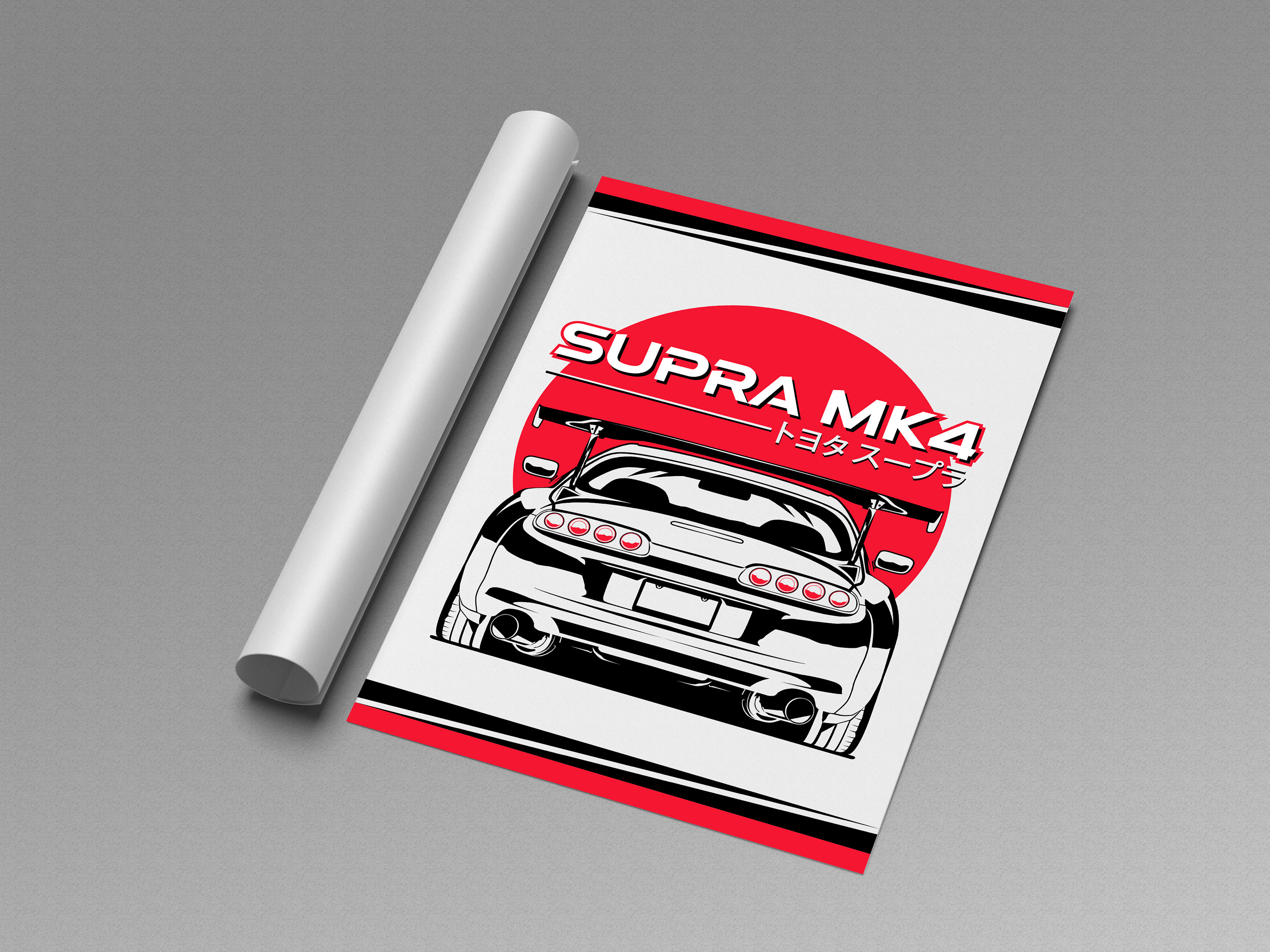 Toyota Supra MK4 Red Sun Poster Print JDM Car Art Wall Art - Etsy
