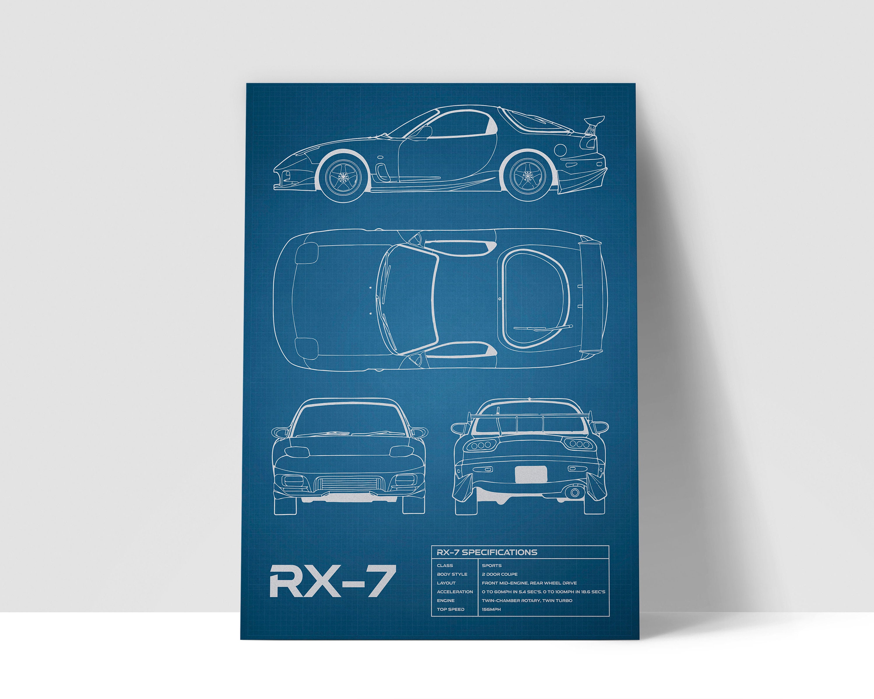 Mazda RX-7 Patent Print, Automobile Blueprint Poster, 1978 Wall Art ...
