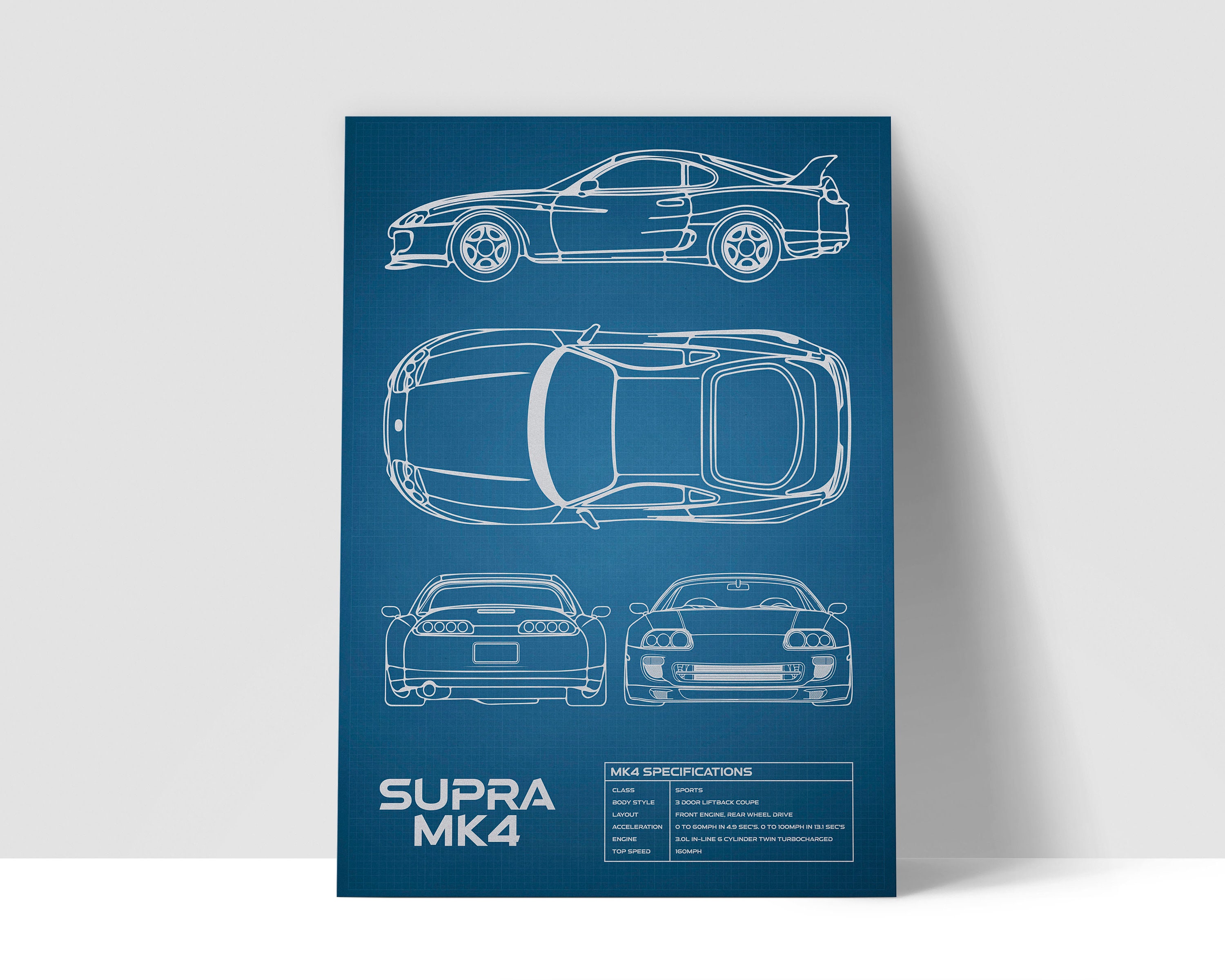Toyota Supra MK4 Patent Print, Automobile Blueprint Poster, 1990 Wall ...